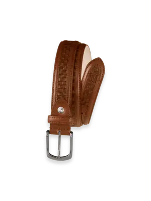 PAUL FREDRICK Everett Woven Belt - Mahogany