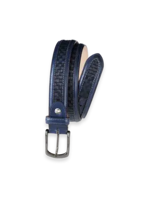 PAUL FREDRICK Everett Woven Belt - Navy