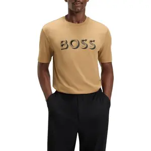 BOSS Thompson Cotton Logo Graphic T-shirt - Medium Beige