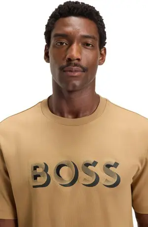BOSS Thompson Cotton Logo Graphic T-shirt - Medium Beige