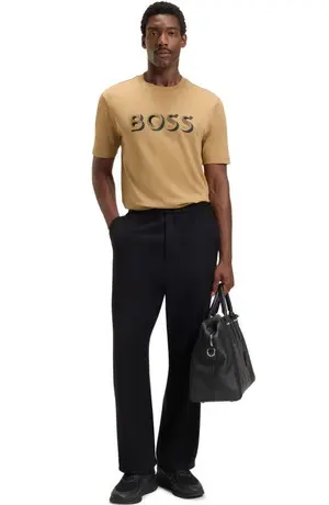 BOSS Thompson Cotton Logo Graphic T-shirt - Medium Beige