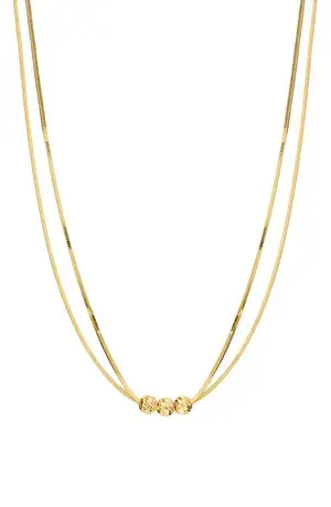ATHRA LUXE Double Chain Beaded Necklace - Gold