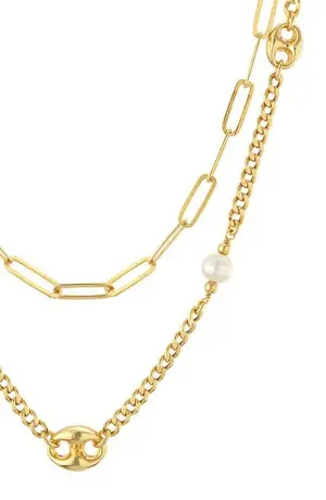 ATHRA LUXE Cultured Pearl Double Chain Necklace