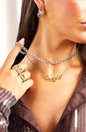 ATHRA LUXE Anchor Chain Choker Necklace - Silver