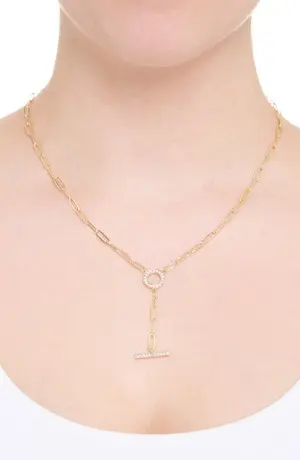 ATHRA LUXE Pavé Paper Clip Chain Toggle Necklace