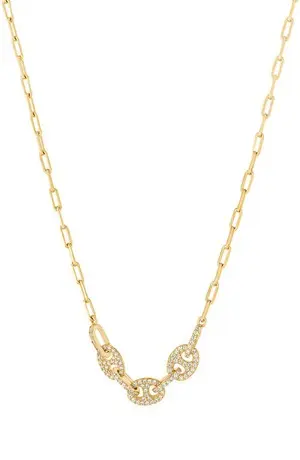 ATHRA LUXE Cubic Zirconia Mariner Link Necklace - Gold
