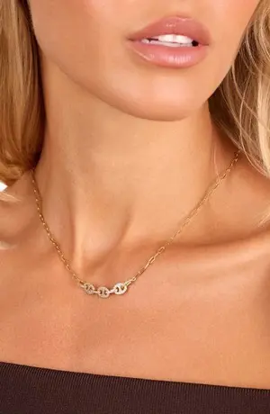 ATHRA LUXE Cubic Zirconia Mariner Link Necklace