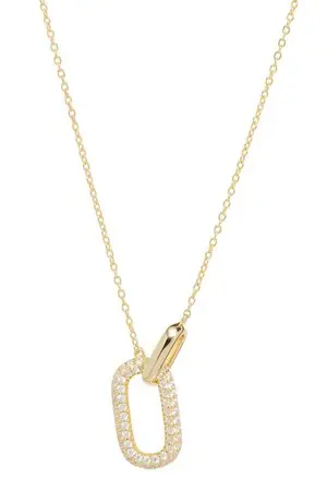 ATHRA LUXE Pavé Interlock Oval Pendant Necklace - Gold