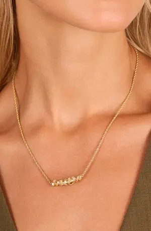 ATHRA LUXE Cubic Zirconia Knot Bar Pendant Necklace
