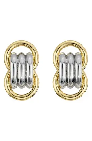 ATHRA LUXE Double Circle Drop Earrings - Silver