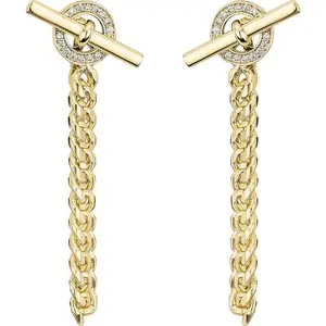ATHRA LUXE Pavé Toggle Chain Drop Earrings - Gold
