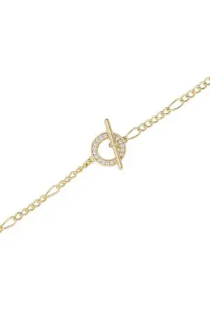 ATHRA LUXE Pavé Toggle Figaro Chain Necklace
