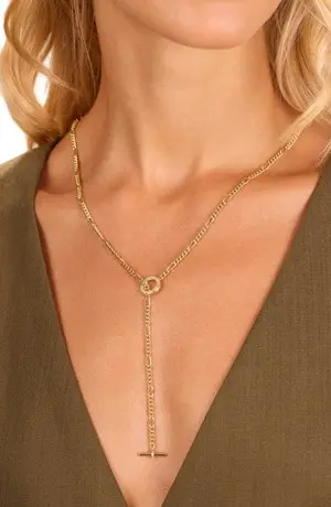 ATHRA LUXE Pavé Toggle Figaro Chain Necklace