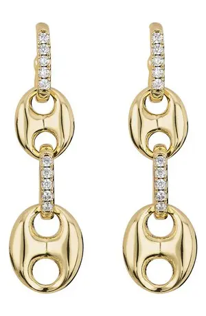 ATHRA LUXE Pavé Mariner Link Drop Earrings - Gold
