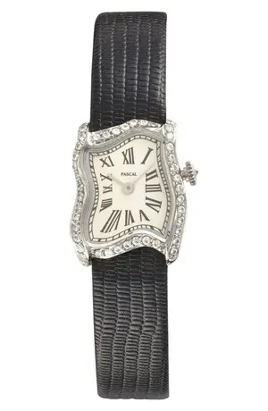 PASCAL Mirage Lab Grown Diamond Leather Strap Watch