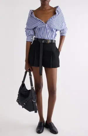 Givenchy Pleated Wool Grain De Poudre Shorts