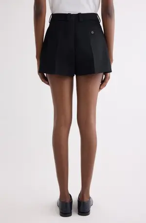Givenchy Pleated Wool Grain De Poudre Shorts