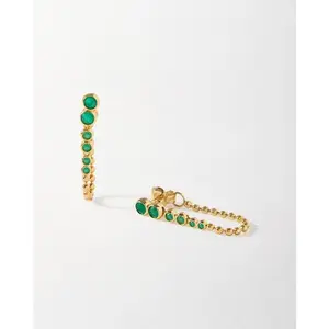 EDGE OF EMBER Globe Chain Loop Earrings - Green Onyx