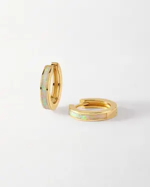 EDGE OF EMBER Huggie Hoop Earrings - Opal