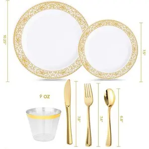 ELAMA 150 Piece Disposable Plastic Dinnerware Party Set For 25 Guests