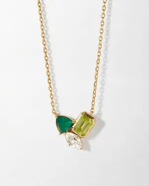 EDGE OF EMBER Trinity Gemstone Necklace - Green