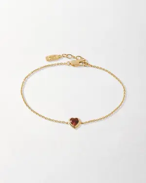 EDGE OF EMBER Heart Shape Garnet Gemstone Bracelet - Red Garnet