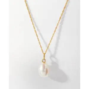 EDGE OF EMBER 14ct Gold Necklace With Diamond And - Pearl