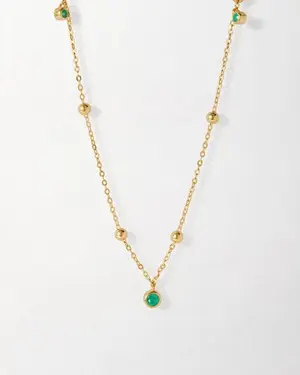 EDGE OF EMBER Globe Station Necklace - Green Onyx