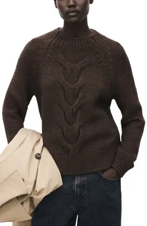 Mango Nolita Mock Neck Cable Sweater