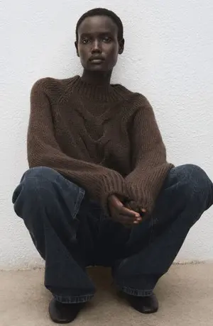 Mango Nolita Mock Neck Cable Sweater