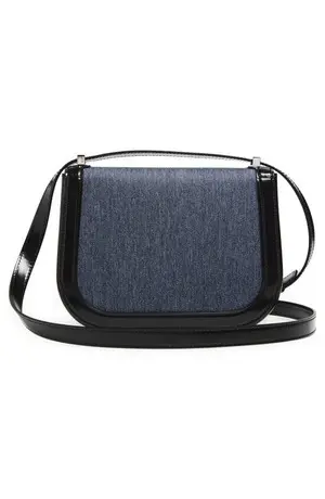 FERRAGAMO Double Gancio Crossbody Bag - Denim/white/nero