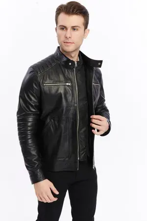 FURNIQ UK Henry Leather Moto Jacket