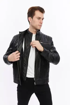 FURNIQ UK Henry Leather Moto Jacket