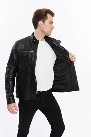FURNIQ UK Henry Leather Moto Jacket