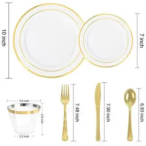 ELAMA 600 Piece Disposable Plastic Dinnerware Party Set