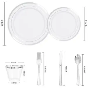 ELAMA 150 Piece Disposable Plastic Dinnerware Party Set