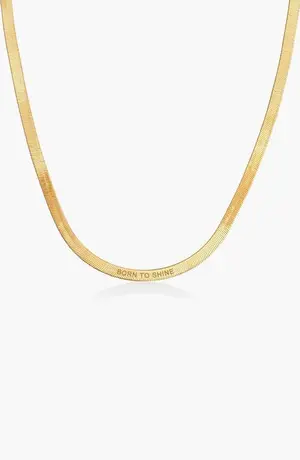 OAK & LUNA Herringbone Slim Chain Necklace - Gold Vermeil