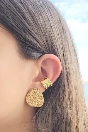 DANIELA MILLAN JEWELRY Sculptural Polished Ear Cuff In 18k -plated Brass