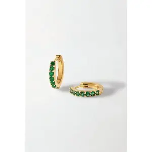 EDGE OF EMBER Pave Huggie Earrings - Emerald