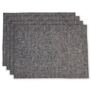 Solino Home Linen Placemats Set Of 4, 14 X 19 Inch For Dining Table Chambray Black
