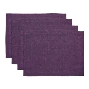 Solino Home Linen Placemats Set Of 4, 14 X 19 Inch For Dining Table Grape