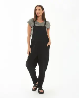 RIPE MATERNITY Poppy Linen Jumpsuit - Black