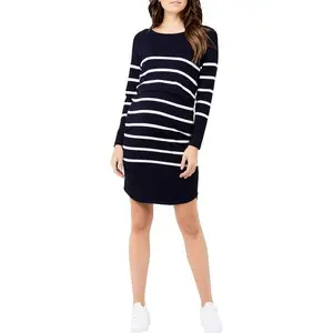 RIPE MATERNITY Ripe Maternity Valerie Stripe Long Sleeve Tunic Maternity Sweater Dress Navy