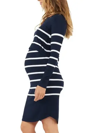 RIPE MATERNITY Valerie Stripe Long Sleeve Tunic Maternity Sweater Dress