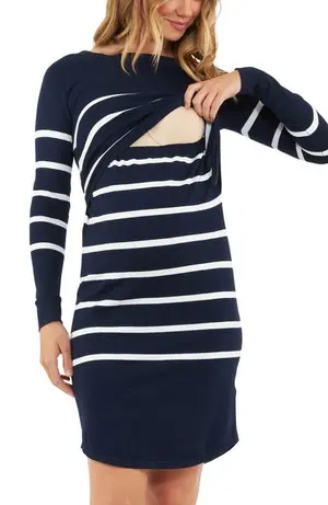 RIPE MATERNITY Valerie Stripe Long Sleeve Tunic Maternity Sweater Dress