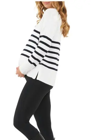 RIPE MATERNITY Hanna Nursing Knit Sweater - White/navy