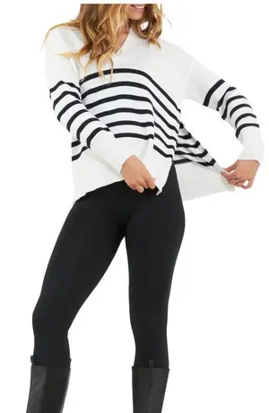 RIPE MATERNITY Hanna Nursing Knit Sweater - White/navy