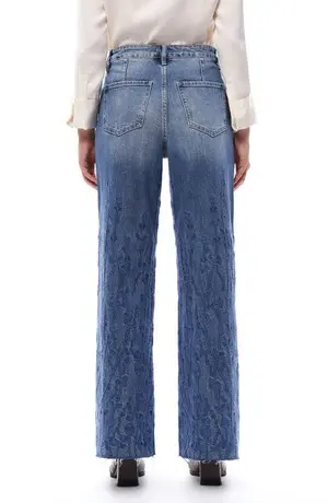 BAYEAS Embroidered High-waist Wide-leg Jeans