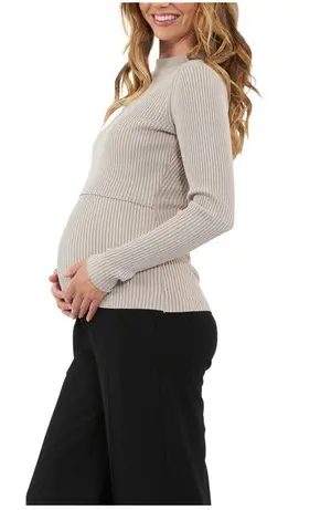 RIPE MATERNITY Lift Up Nursing Knit Top - Stone