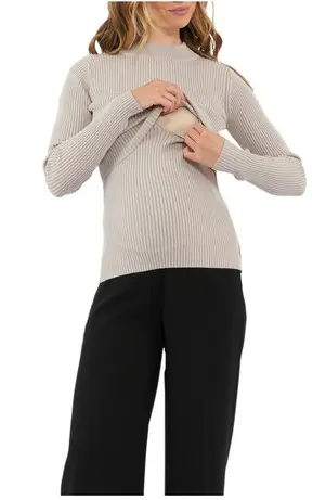 RIPE MATERNITY Lift Up Nursing Knit Top - Stone